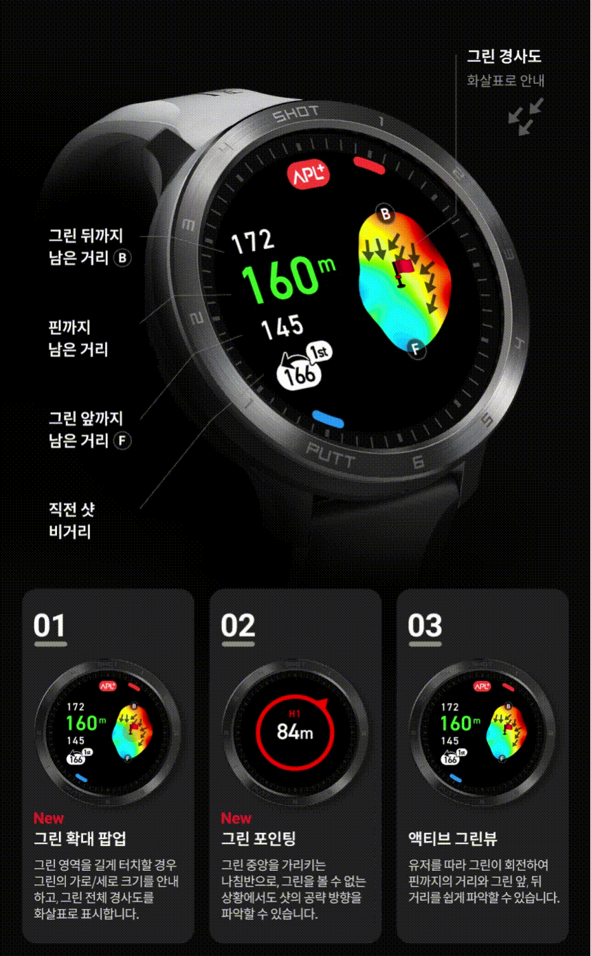 보이스캐디 정품 T11 PRO OLED 시계형 골프거리측정기 (클럽추천/핀위치안내)