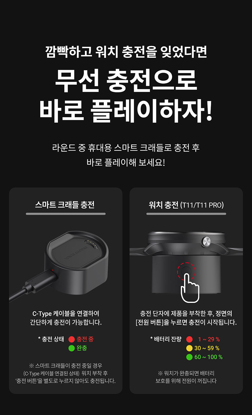 보이스캐디 정품 T11 PRO OLED 시계형 골프거리측정기 (클럽추천/핀위치안내)